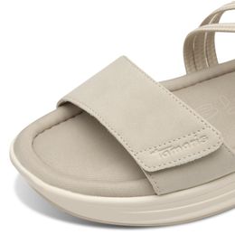 Tamaris Damen Keilsandalette, Gr. 37, grau, Lederimitat, Textil, Schuhe, Plateau, Bequemschuh, Sandale mit elastischen, &uuml;berkreuzten Riemchen