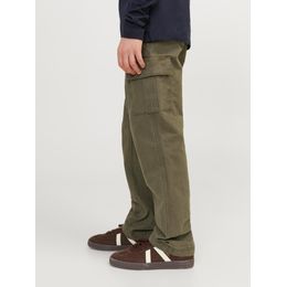 Jack & Jones Jungen Cargohose "JPSTKANE praktisch, pflegeleicht, l&auml;ssig", gr&uuml;n, Gr. 134, JACK & JONES JUNIOR, unifarben, Web, Obermaterial: 100% Baumwolle, Hosen,