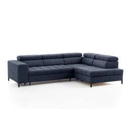 Ecksofa exxpo - SOFA FASHION "Bocco, hochwertige Verarbeitung, toller Sitzkomfort, bequem, L-Form", blau (navy), B:276cm H:75cm T:203cm, 100% PES, Sofas, Ecksofa, wahlweise mit Bettfunktion u. Bettkasten, inkl. Kopfteilverstellung
