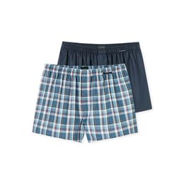 Schiesser Herren Webboxer "Web-Boxershorts 2er Pack", Gr. XXL, blau, Obermaterial: 100% Baumwolle CO., Unterhosen