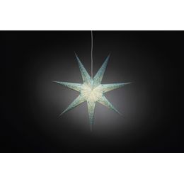Dekostern Konstsmide "Weihnachtsstern, Weihnachtsdeko", blau, B:78cm H:78cm, Papier, Dekosterne, Papierstern, LED Stern, perforiert und blau bestickt, 7 Zacken