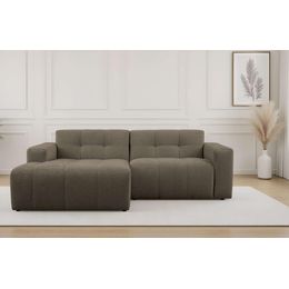 Ecksofa OTTO HOME "Tapley", braun, B:221cm H:73cm T:154cm, 100% polyester, Sofas, Ecksofa, Breite 221 cm,Boucle, Struktur fein, mit Knopfsteppung, bodentief