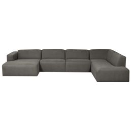 Wohnlandschaft OTTO HOME "Kelani", grau (taupe), B:384cm H:73cm T:227cm, 100% Polyester, Sofas, Wohnlandschaft, mit dekorativer Knopfsteppung an den Armlehnen