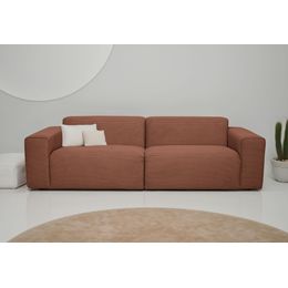 3-Sitzer OTTO HOME "Koa, 228 cm, Modulsofa in Cord, Chenille, Struktur, Webstoff", rosa (blush), B:228cm H:88cm T:98cm, 100% Polyester, Sofas, Designsofa, weicher Lounge-Sitzkomfort, Welleunterfederung, bodentief