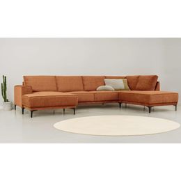 Wohnlandschaft OTTO HOME, B:345cm H:85cm T:210cmbrick, 100% Polyester, Sofas, "XXL Sofa Oland, Struktur, Flachgewebe, Luxus-Microfaser, Boucle",