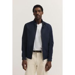 Bugatti Herren Blouson, blau, Gr. 58, unifarben, 67% Baumwolle, 30% Polyamid, 3% Elasthan, Jacken, mit Stehkragen & Strickdetails