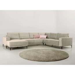 Wohnlandschaft OTTO HOME, B:342cm H:85cm T:260cmcream, 100% Polyester, Sofas, "XXL Sofa Oland, Struktur, Flachgewebe, Luxus-Microfaser, Boucle",