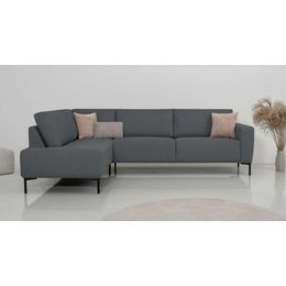 Ecksofa OTTO HOME "Melby", grau (anthrazit), B:275cm H:87cm T:205cm, 100% Polyester, Sofas, Ecksofa, Breite 275 cm, in einem weichen Struktur Stoff, lose R&uuml;ckenkissen