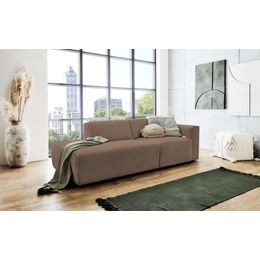 2-Sitzer Home Affaire "Noord mit Kedernaht, Breite 227 cm", braun, B:227cm H:71cm T:96cm, 92% Polyester; 8% Nylon, Sofas, Cord, Struktur, Webstoff, mit Wellenunterfederung, Massivholzrahmen