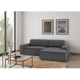 Ecksofa Trendmanufaktur "Graz, wahlweise mit Sitzvorschub und Bettkasten, L-Form, Breite 246 cm", grau (anthrazit), B:246cm H:73cm T:162cm, 100% Polyester, Sofas, Ecksofa, in Cord-, haustierfreundlichem LEO Struktur- oder LUMOS-3D-Bezug