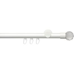 Gardinenstange Liedeco, L:120cm &Oslash;:20mm, wei&szlig;, Aluminium, Gardinenstangen, "Innenlaufgarnitur 20 mm Power Facettkugel", Gardinenstange Komplett