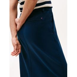 Tommy Hilfiger Damen Webrock "CO TENCEL MIDI SKIRT", blau, Gr. 42, unifarben, Web, Obermaterial: 63% Lyocell, 37% Baumwolle, R&ouml;cke, mit Schlitz