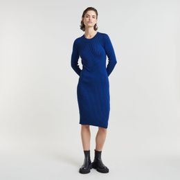 G-Star Raw G-STAR Damen Strickkleid "Plated Slim Knit Dress", blau, Gr. M, Strick, Obermaterial: 50% Baumwolle, 50% Viskose, Kleider