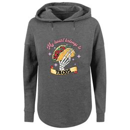 F4NT4STIC Damen Kapuzenpullover "Anti Valentinstag My Herz belongs to tacos", grau, Gr. S, Obermaterial: 100% Baumwolle, Pullover, Premium Qualit&auml;t