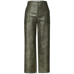 Street One Damen Lederimitathose, gr&uuml;n, Gr. 38, unifarben, Stoff, 100% Polyurethan, Hosen, in Leder-Optik
