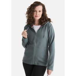 STOOKER WOMEN Damen Sweatjacke "JOANE mit Kapuze Strickfleecejacke", gr&uuml;n, Gr. S, angeraute Sweatware, 60% Baumwolle, 40% Polyester, Sweatjacken,