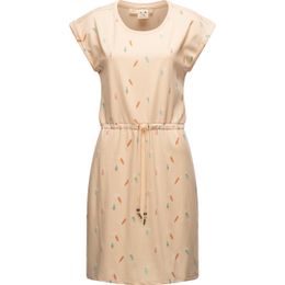 Ragwear Damen Druckkleid "Mallory Print Dress Organic", beige, Gr. L, Material: 100% Baumwolle, Kleider, Kurzes Baumwoll Kleid