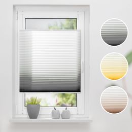 Plissee K-home, B:70cm H:130cm, grau, Obermaterial: 100% Polyester, Badezimmer, Plissees, "Farbverlauf Sunrise"
