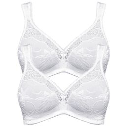 SuSa Damen Soft-BH "2er Pack BH ohne B&uuml;gel Topsy", Gr. 80, wei&szlig;, Obermaterial: 63% Polyamid PA. 19% Baumwolle CO. 18% Elasthan EL., BHs