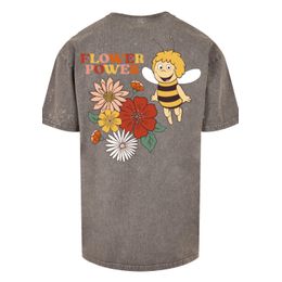 F4NT4STIC Damen T-Shirt "Die Biene Maja Flower Power Heroes of Childhood", grau, Gr. XS, Obermaterial: 100% Baumwolle, Shirts, Nostalgie, Retro,