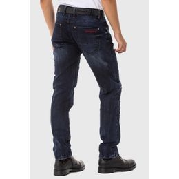Cipo & Baxx CIPO & BAXX Herren Slim-fit-Jeans "Jeans", blau, Gr. 33, unifarben, 99% Baumwolle, 1% Elasthan, Jeans, mit farbigen Ziern&auml;hten