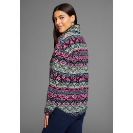 Polarino Damen Fleecepullover, bunt, Gr. 48, bedruckt, gemustert, Fleece, Obermaterial: 100% Polyester, Sweatshirts, mit Colourblocking-Optik, mit