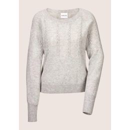 Madeleine Mode MADELEINE Damen Longpullover "Pullover Rundhals-Pullover mit Zopfmuster", silber, Gr. 44, Obermaterial: 90% Schurwolle WV. 10% Kaschmir WS., Pullover