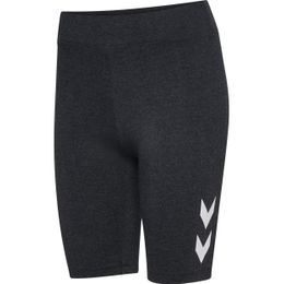 Hummel Damen Trainingstights "HMLPULSE LOGO MW SHORT TIGHTS", schwarz, Gr. M, Obermaterial: 57% Baumwolle, 38% Polyester, 5% Elasthan, Hosen