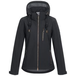 ANKERGLUT Damen Softshelljacke "ankerglutfreude WMN", schwarz, Gr. 46, 96% Polyester; 4% Elasthan, Jacken, mit abnehmbarer Kapuze