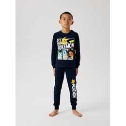 name it Jungen Hausanzug "NKMDAMIEN POKEMON LS NIGHTSET NOOS SKY", Gr. 146, blau, Jersey, Obermaterial: 95% Baumwolle, 5% Elasthan, bedruckt,