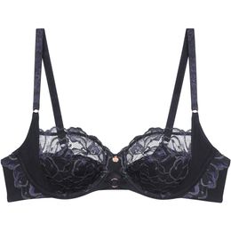 Triumph Damen Balconette-BH "Wild Gardenia Florale", Gr. 70, schwarz, Microtouch, Obermaterial: 53% Lyocell, 17% Elasthan, 16% Polyester, 14%