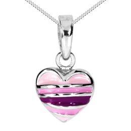 OSTSEE-SCHMUCK Damen Kette mit Anh&auml;nger "OSTSEE-SCHMUCK Kette mit Anh&auml;nger kleines Herz", 50cm, Silber 925 (Sterlingsilber), L: 40, rosa, Silber 925