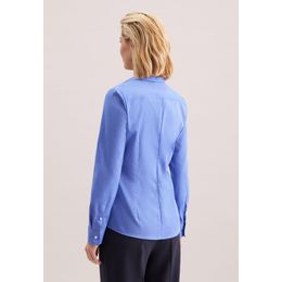 Seidensticker Damen Hemdbluse, blau, Gr. 46, unifarben, 100% Baumwolle, Blusen, 1/1 Kragen Uni