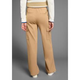 HECHTER PARIS Damen Cargohose, beige, Gr. 42, unifarben, Jersey, Obermaterial: 70% Viskose, 25% Polyamid, 5% Elasthan, Hosen, mit aufgesetzten Taschen