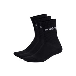 Herren Kurzsocken "Socken Linear Crew Cushioned 3er Pack", adidas originals, Gr. 37, schwarz, Obermaterial: 75% Baumwolle CO. 22% Polyester PES. 2%