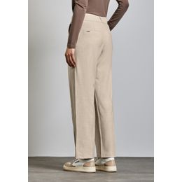 Street One Damen Stoffhose, beige, Gr. 44, unifarben, Web, Obermaterial: 64% Viskose, 31% Polyester, 5% Elasthan, Hosen, Sommerhose im Casual Fit und