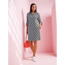 Heine Damen Jerseykleid "Jersey-Kleid", schwarz-wei&szlig;, Gr. 50, bedruckt, gemustert, mehrfarbig, Jersey, 65% Viskose, 30% Polyamid, 5% Elasthan, Kleider