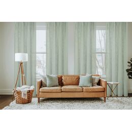 Vorhang HOME BASICS, B:140cm H:160cm, gr&uuml;n, Polyester, Wohnzimmer, Gardinen, "SOFTY 2er Pack", 2er Pack &Ouml;senschal SOFTY Uni
