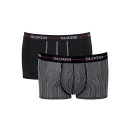 Sloggi Herren Boxershorts "Boxershort Start Hipster C2P box 2er Pack", Gr. M, schwarz, Obermaterial: 96% Baumwolle CO. 4% Elasthan EL., Unterhosen