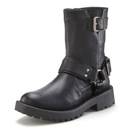 Lascana Damen Bikerboots, Gr. 39, schwarz, Obermaterial: 100% Lederimitat. Decksohle: 100% Lederimitat. Futter: 100% Lederimitat. Laufsohle: 100%