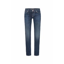 SOCCX Damen Regular-fit-Jeans, blau, Gr. 26, Abriebeffekte, Denim/Jeans, Material: 87% Baumwolle, 10% Polyester, 3% Elasthan, Zusatz: Enth&auml;lt