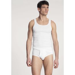 Calida Herren Tanktop "Twisted Cotton", Gr. S, wei&szlig;, Feinripp, Obermaterial: 100% Baumwolle, unifarben, Tops, Pure Cotton, Feinripp-Qualit&auml;t,