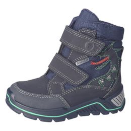 Ricosta Damen Winterstiefel "Grisu WMS: normal", Gr. 26, blau, Lederimitat, Textil, kontrastfarbene Details, Schuhe, Klettstiefel Blinkfunktion,