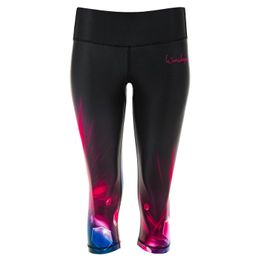 WINSHAPE Damen Leggings "AEL202-COSMIC", schwarz, Gr. XL, 80% Polyester, 20% Elasthan, Hosen, Capri-Leggings mit Anti-Rutsch-Effekt