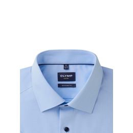 OLYMP Herren Kurzarmhemd, blau, Gr. 40, unifarben, Obermaterial: 100% Baumwolle, Hemden, mit Brusttasche