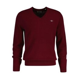 Gant Herren V-Ausschnitt-Pullover "EXTRAFINE LAMBSWOOL V-NECK", rot, Gr. XXL, Feinstrick, Obermaterial: 90% Wolle, 10% Polyamid, Pullover, mit