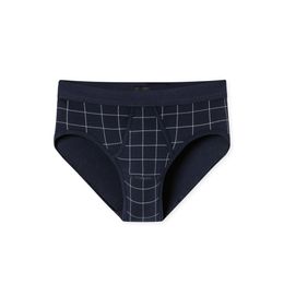 Schiesser Herren Slip "Fine Interlock", Gr. 10, blau, Interlock, Obermaterial: 95% Baumwolle, 5% Elasthan, Unterhosen, mit Eingriff, kariert