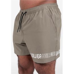 GORILLA WEAR Herren Badeshorts, grau, Gr. M, 92% Polyester, 8% Elasthan, Badehosen, mit schnelltrocknendem Material
