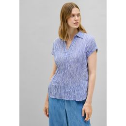 Cecil Damen Kurzarmbluse, blau, Gr. XXL, gestreift, Web, 95% Baumwolle, 5% Elasthan, Blusen, im soften Baumwoll-Mix