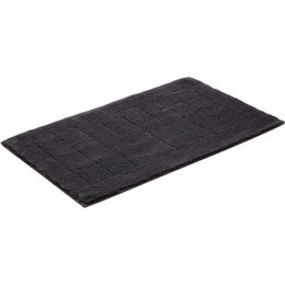 Badematte Vossen, H:20mm, grau, Baumwolle, Badematten, "Exclusive", Badteppich, Uni-Farben, Karo Muster, Hoch-Tief Effekt, reine Baumwolle